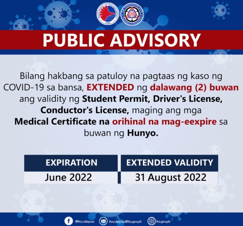 LTO extends validity of Driver's Licenses, Student Permits that expire ...
