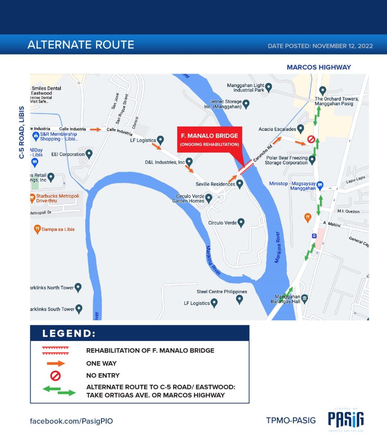 Expect bad jams and rerouting: one-way traffic along Pasig F. Manalo ...