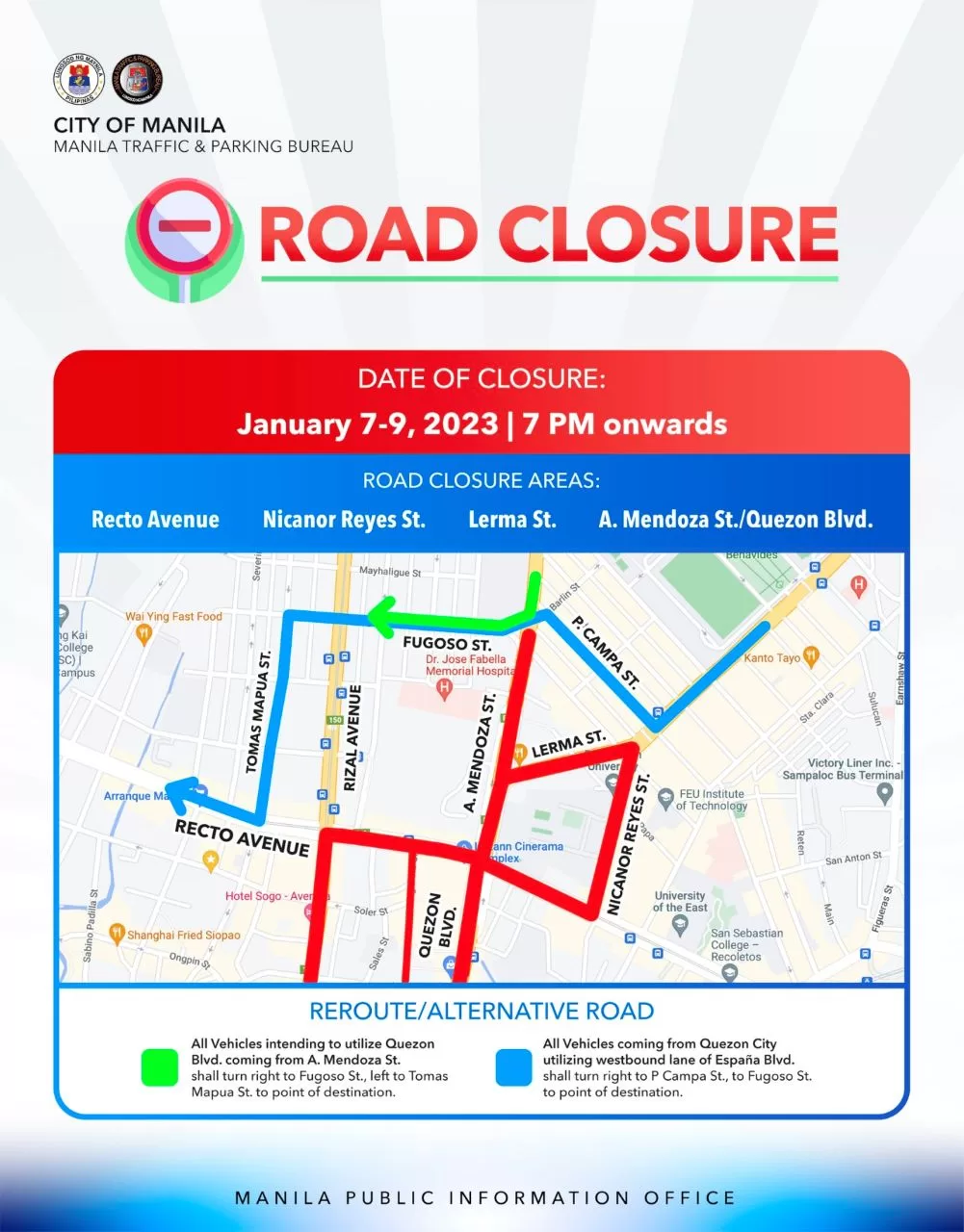 Numerous Road Closures Set For Feast Of Black Nazarene From Jan 6 9 Numerous Road Closures Set For Feast Of Black Nazarene From Jan 6 9