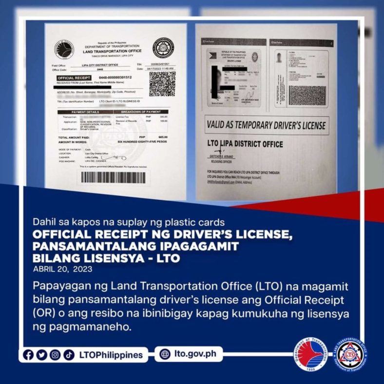 LTO has a big plastic card supply problem, validity of licenses ...
