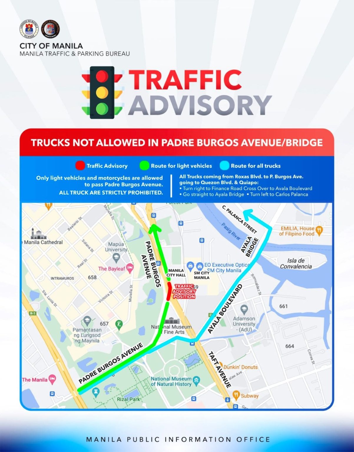 Manila Traffic Advisory: Portion of P. Burgos off-limits to trucks ...