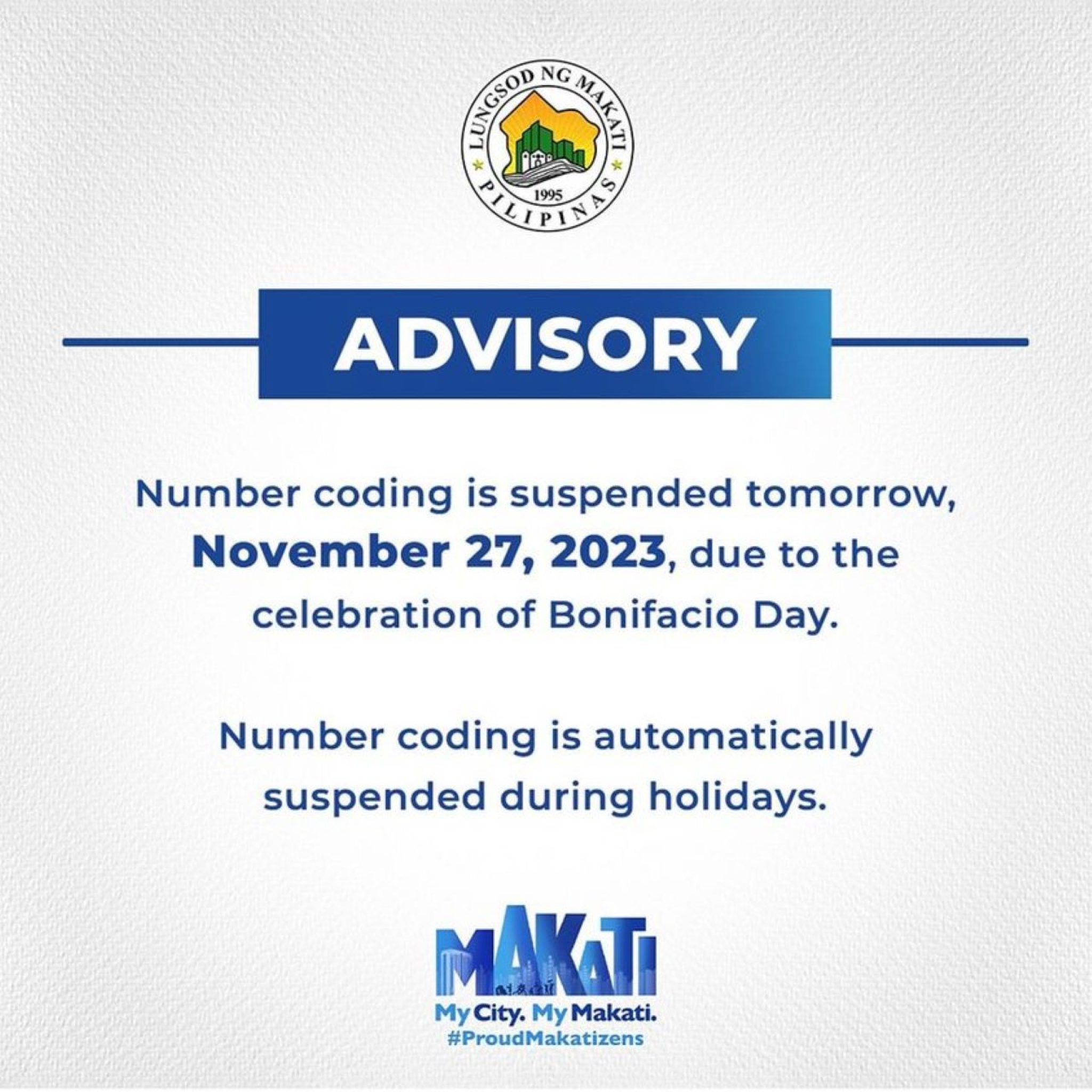 Drive freely! No Number Coding today, Nov. 27, 2023, including Makati ...