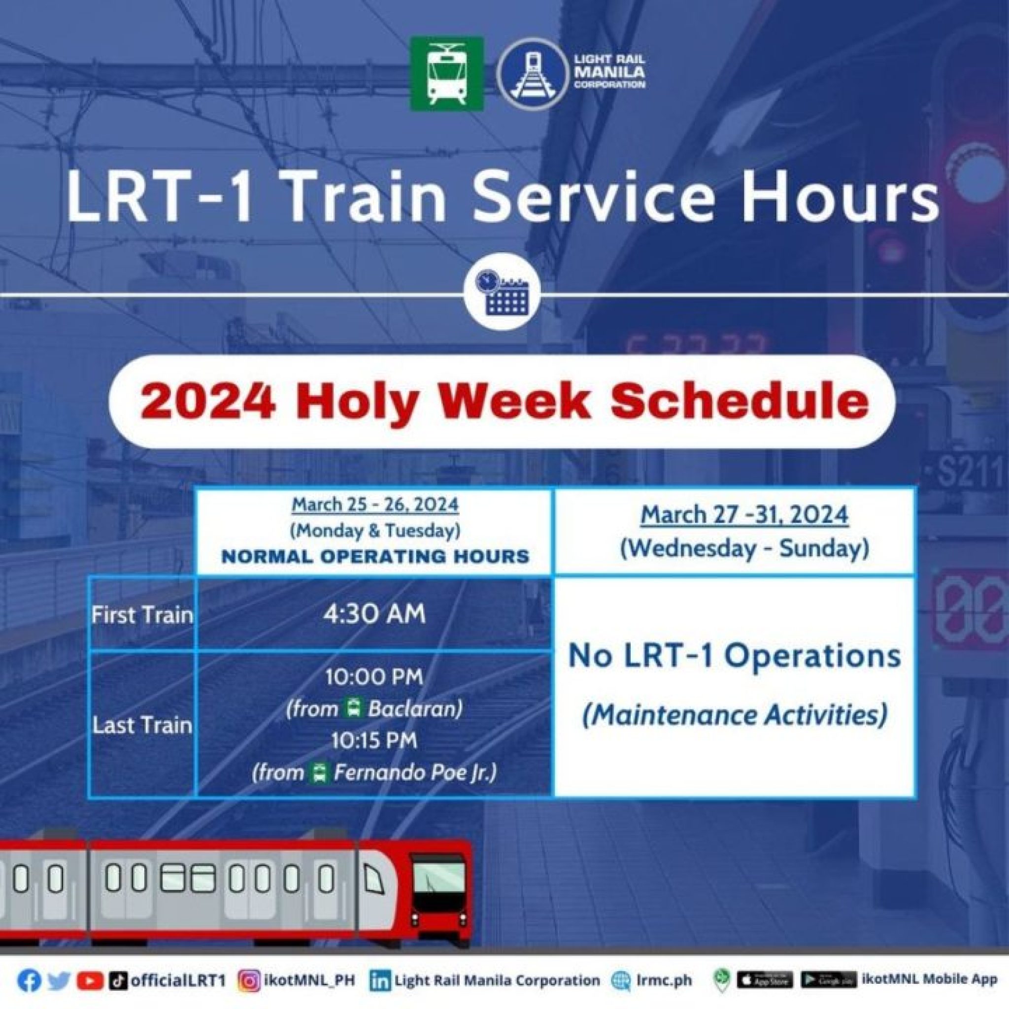Double whammy, both LRT-1, LRT-2 suspend operations on Holy Week ...